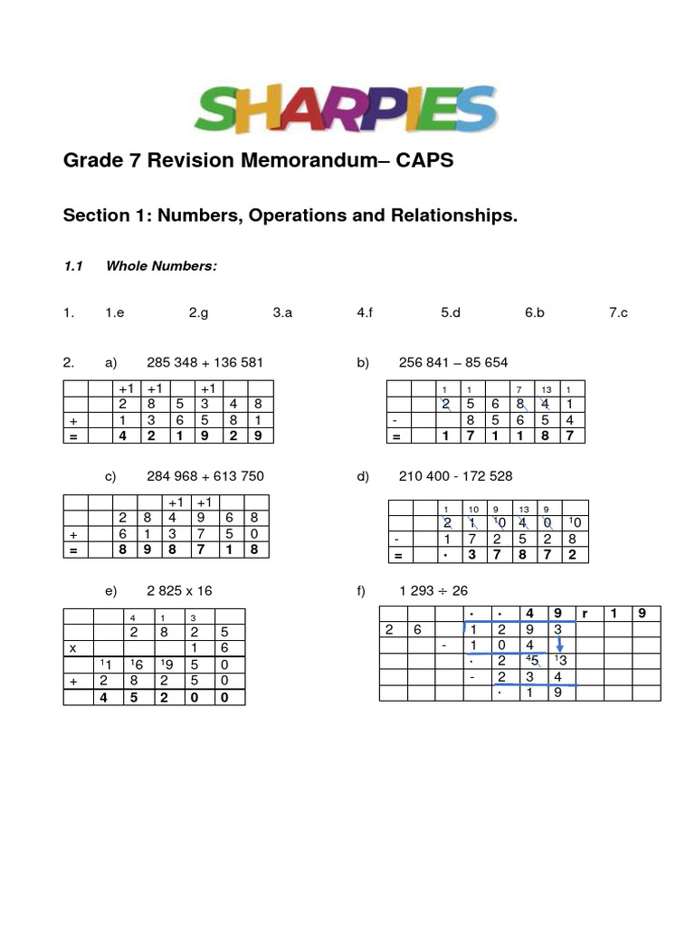 Grade 7 Revision Memorandum | PDF | Shape | Area