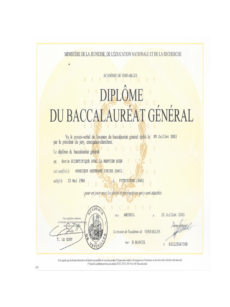 Diplome Bac | PDF
