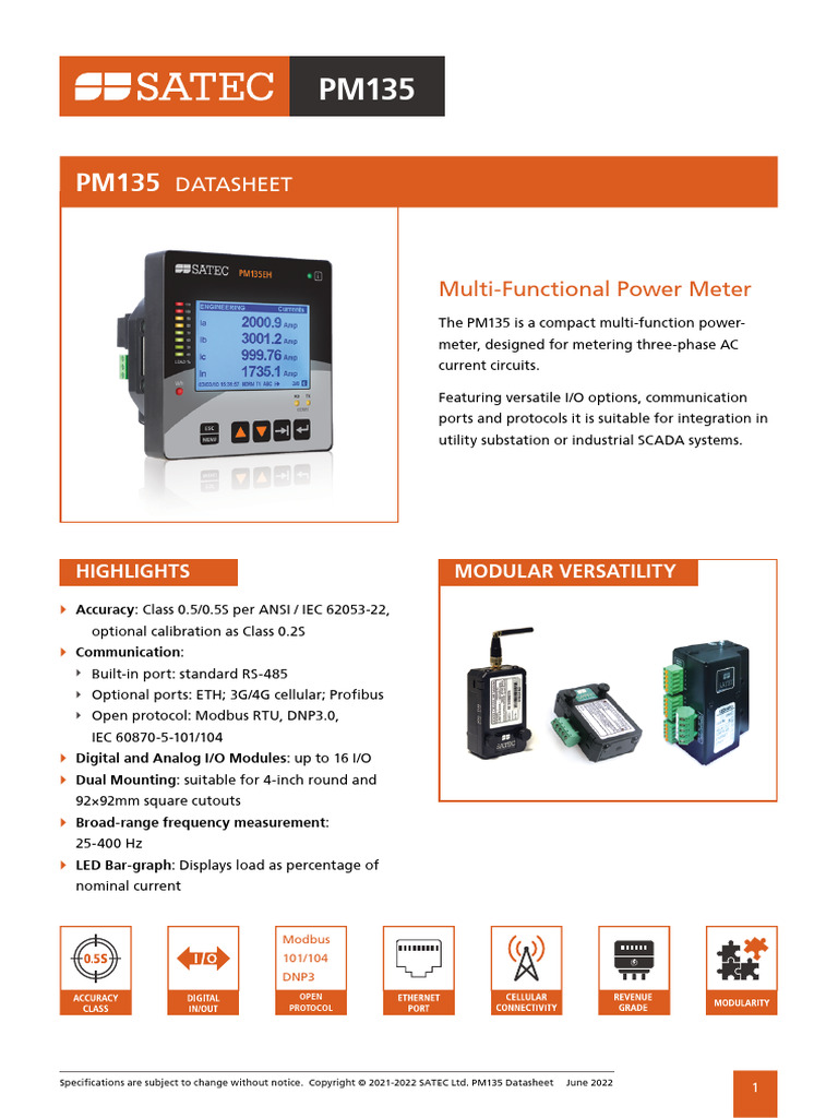 Satec pm135 | PDF | Electrical Engineering | Computing