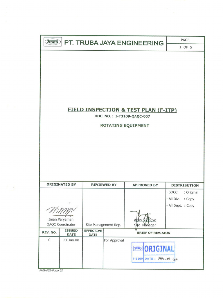 I-T3109-Qaqc-007-Field Inspection - Test Plan (F-Itp) Rotating ...