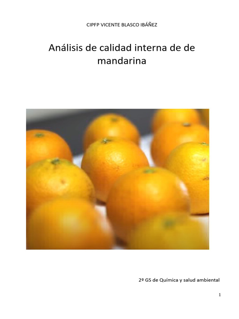 Calidad en Zumos de Mandarina - Irina - KH | PDF | Concentración | Ph
