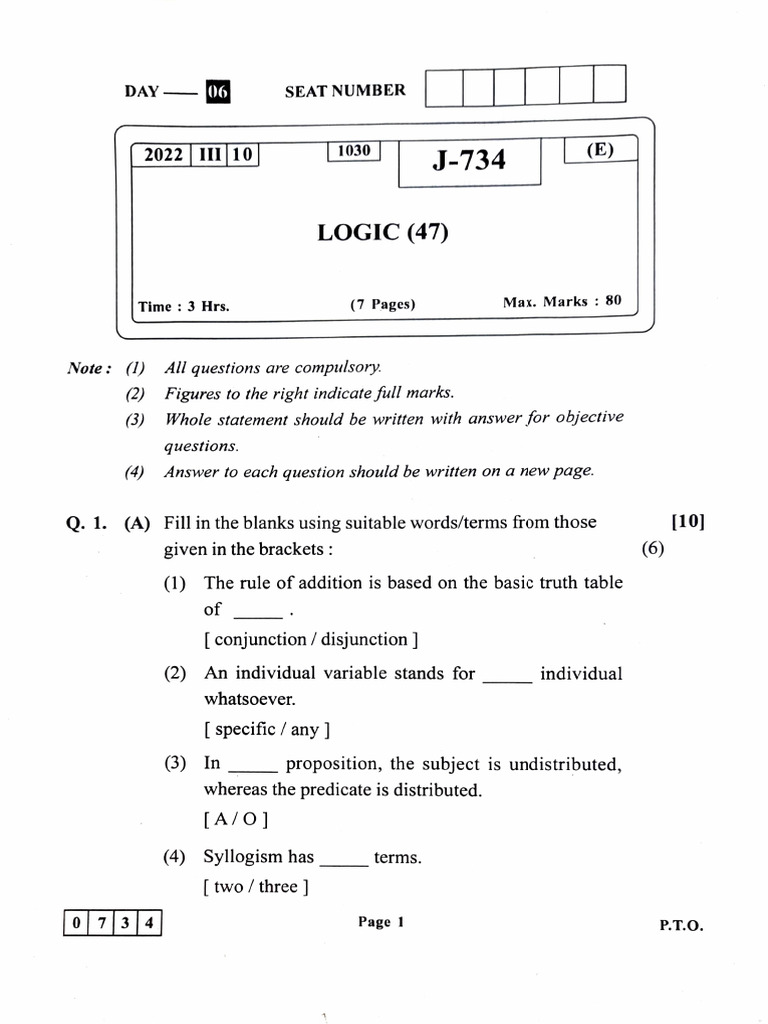 Logic Paper 2022 | PDF | Logic | Argument