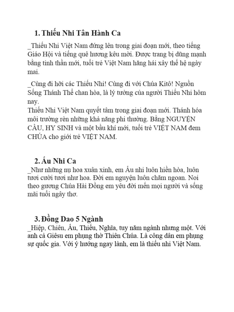 Thiếu Nhi Tân Hành CA | PDF