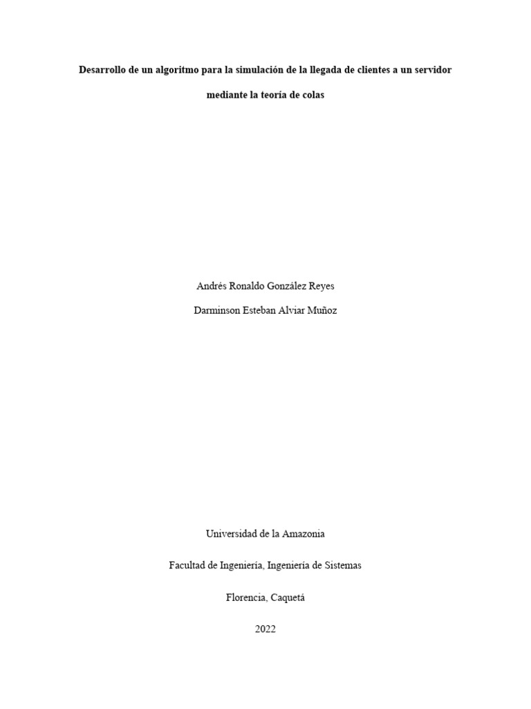 Algoritmo de Simulación en Teoría de Colas | PDF | Algoritmos | Ciencias de la Computación