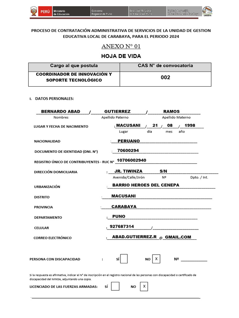 Anexos 2024 Cas | PDF | Documento de identidad