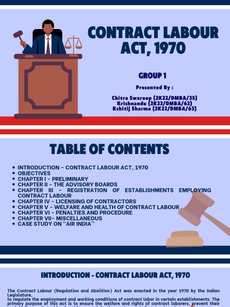 Contract Labour Act 1970 | PDF | Employment | License