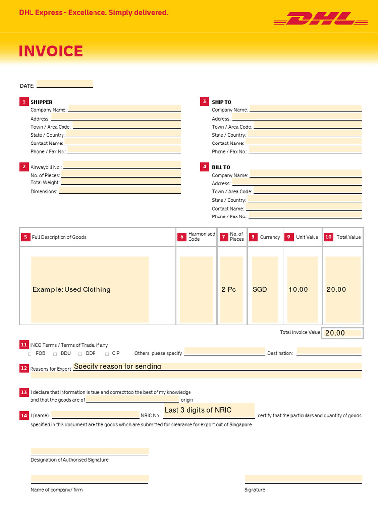 DHL Invoice and Receipt Template Guide | PDF | International Business ...