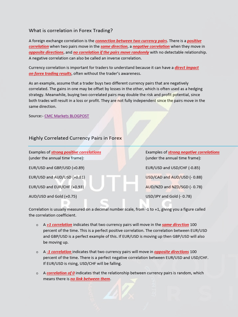 Correlations in Forex Pairs SHEET by - YouthFXRising | PDF ...