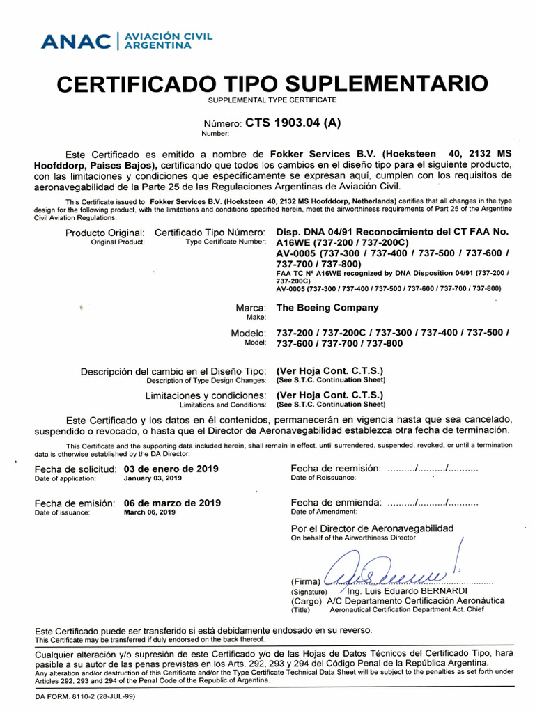 Tcas 7 1 Boeing 737 STC Anac Argentina | PDF