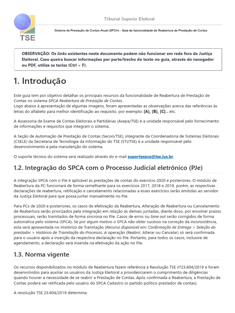 Guia de Reabertura de Prestação de Contas SPCA | PDF | PCs (computadores)