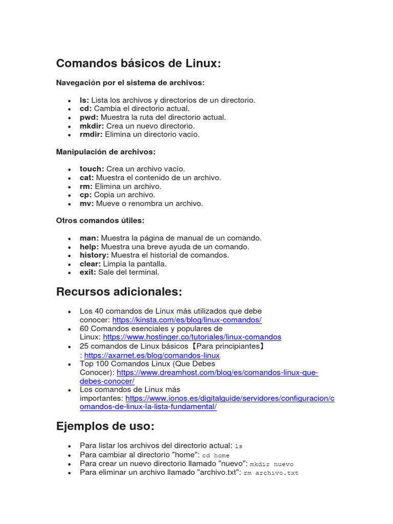 Comandos Básicos de Linux | PDF