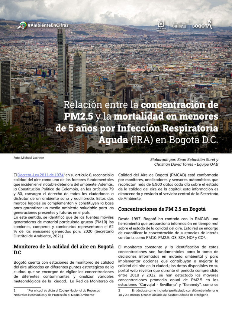 Relacion Entre La Concentracion de PM25 y Enfermedades Respiratorias en Bogota | PDF | La ...