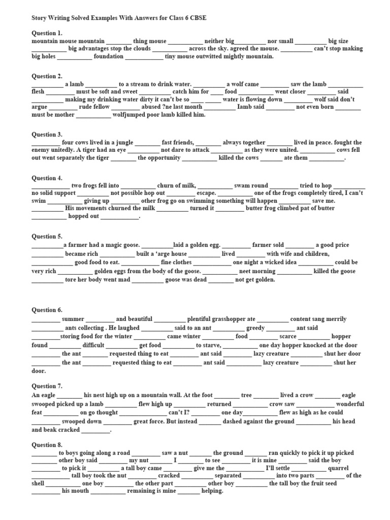 Storytelling Questions for Class 6 | PDF