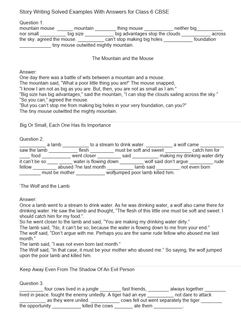 Story Telling Answer | PDF | Frog