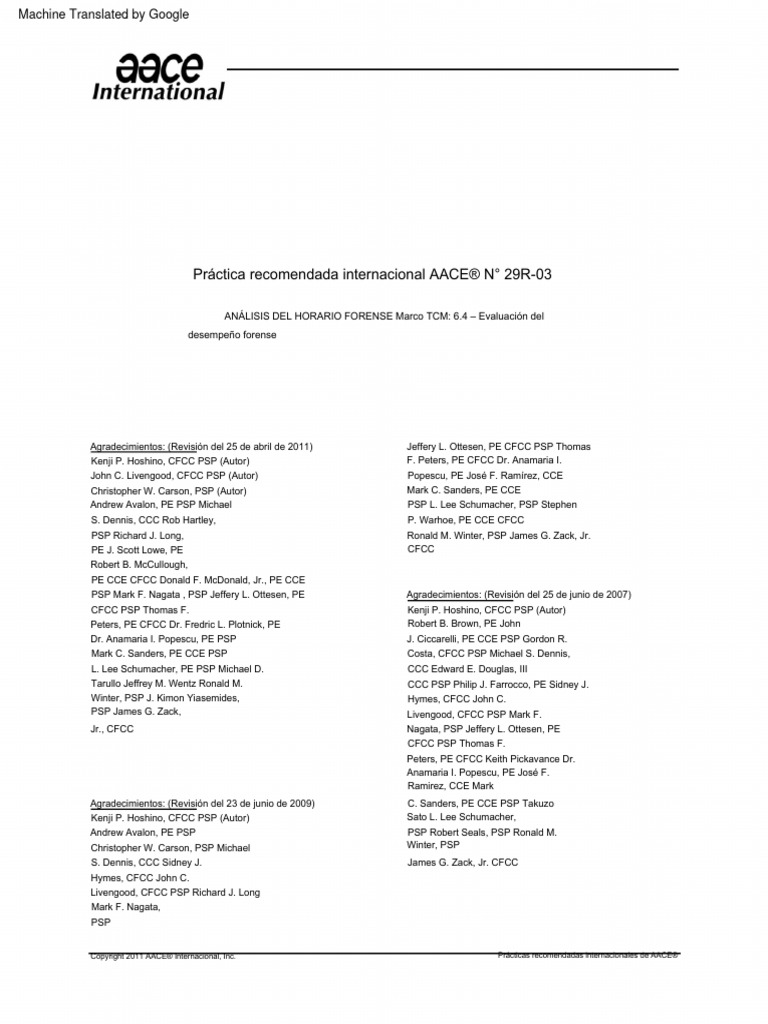 Aace Recommended Practice Forensic Schedule Impact Analysis-29r-03 ...