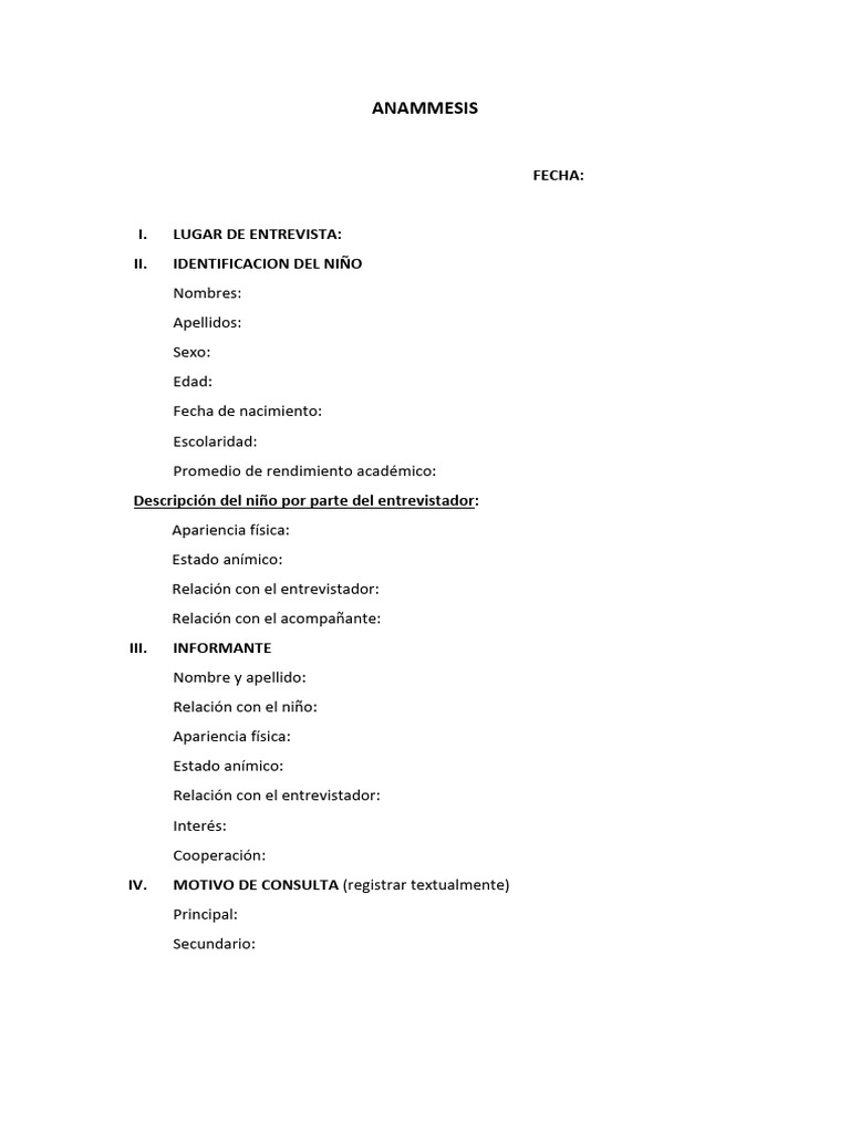 Modelo de Anamnesis | PDF | Medicina | Medicina CLINICA