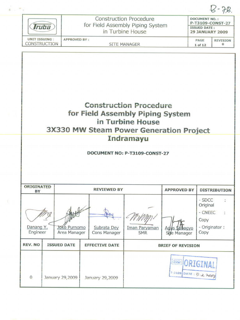 P-T3109-Cons-027-Rev.0 Construction Procedure For Field Assembly Piping ...