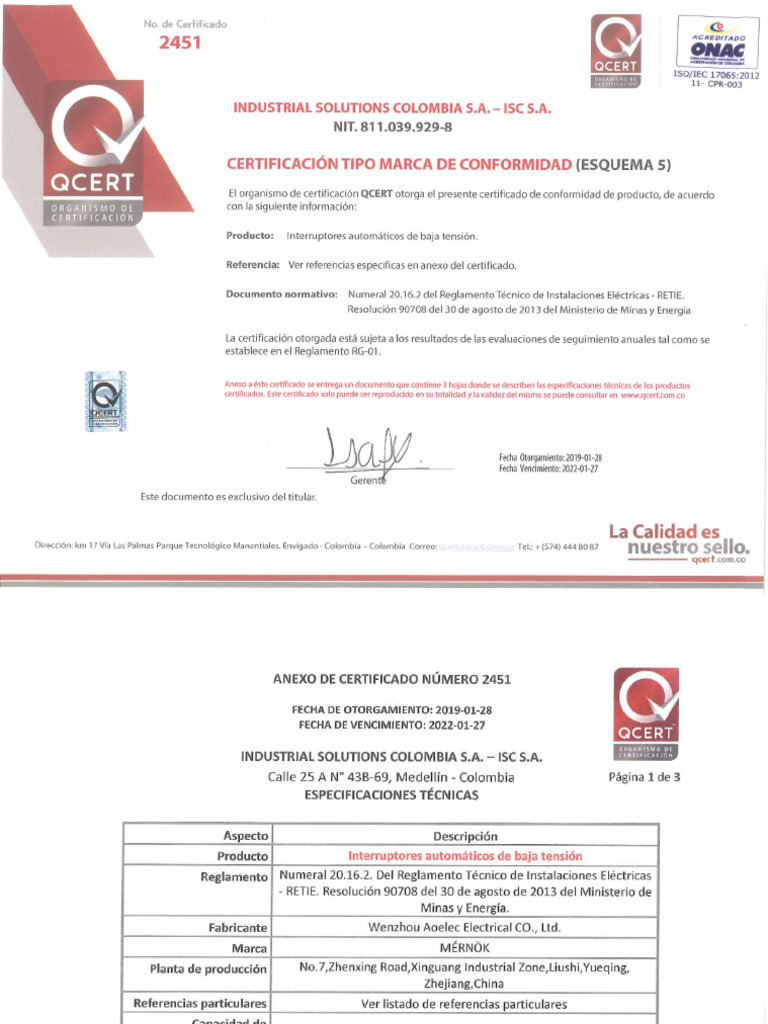 Certificado 2451 Mernok | PDF