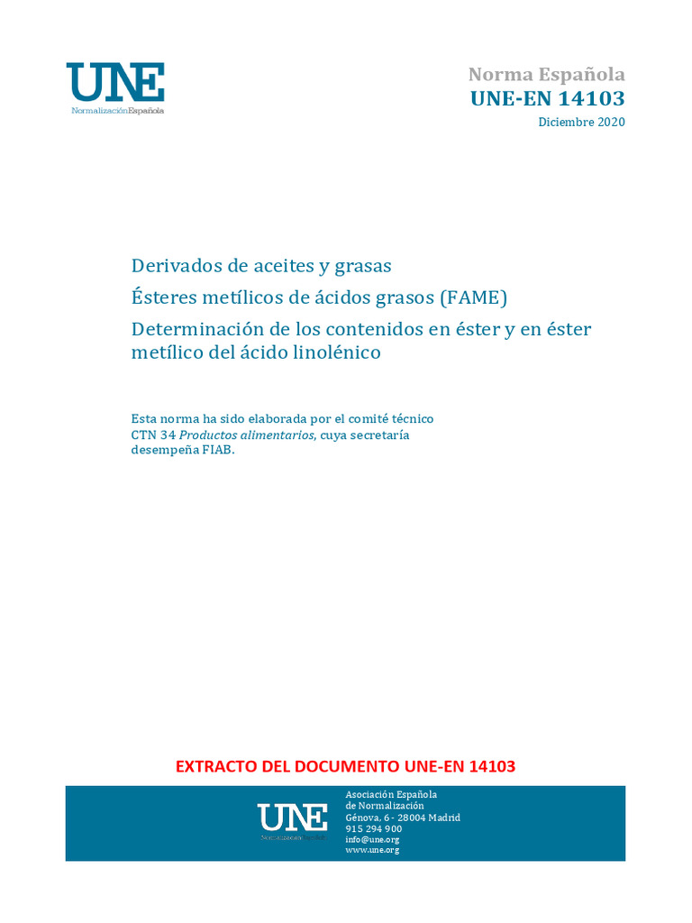 (Ex) Une-En 14103 2020 | PDF | Química