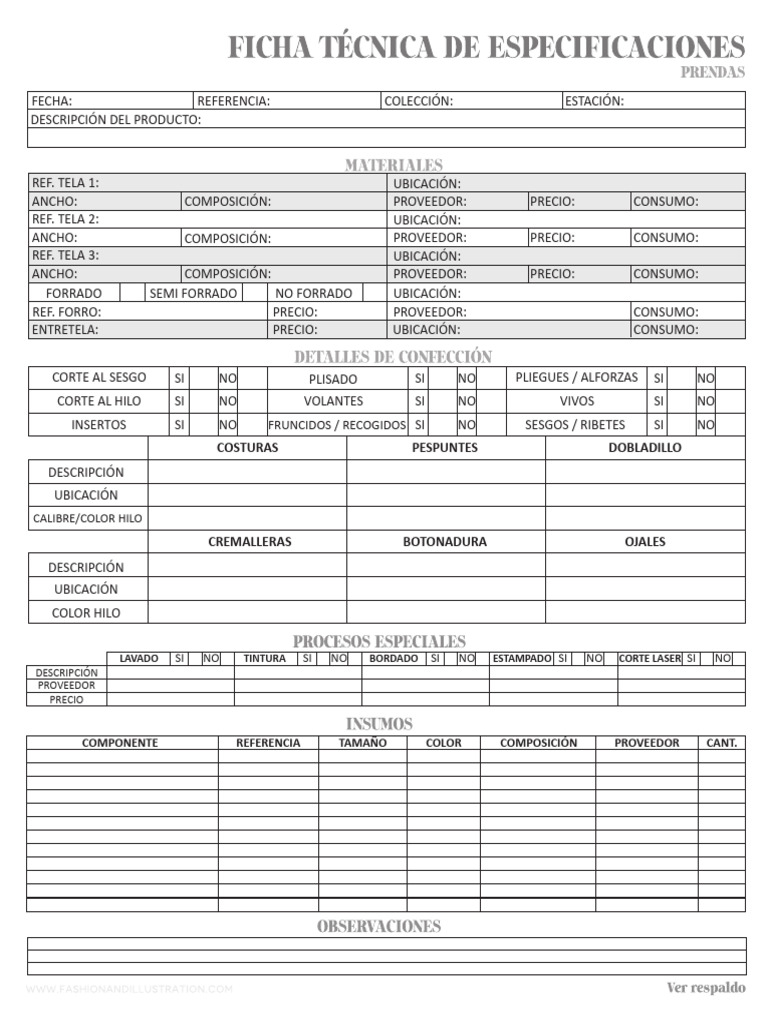 MODELO DE FICHA TECNICA PARA ROPA - Editable PDF | PDF | Ropa | Apariencia humana