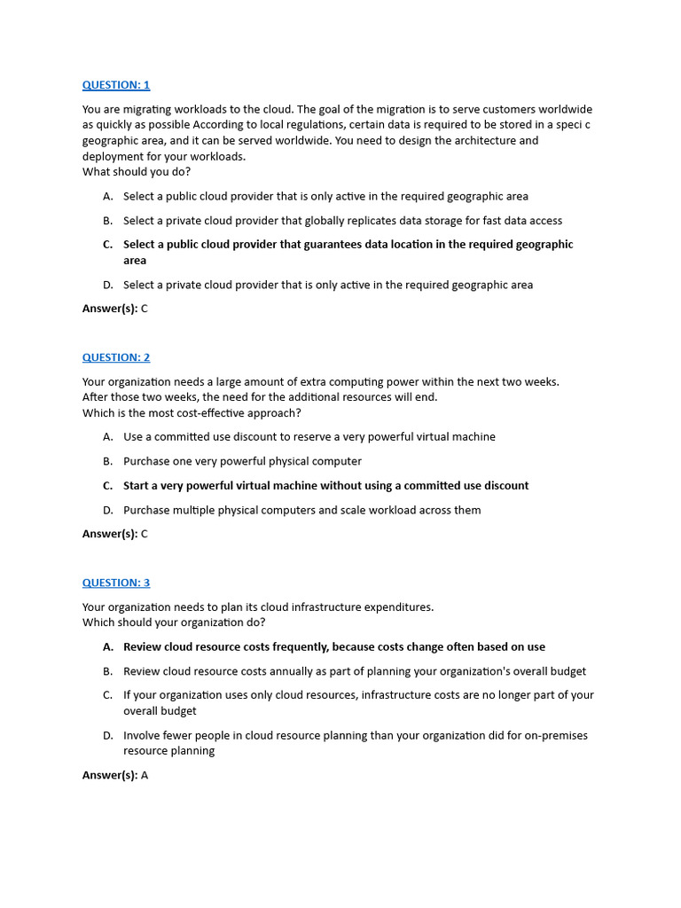 Google Cloud Question | PDF | Cloud Computing | Databases