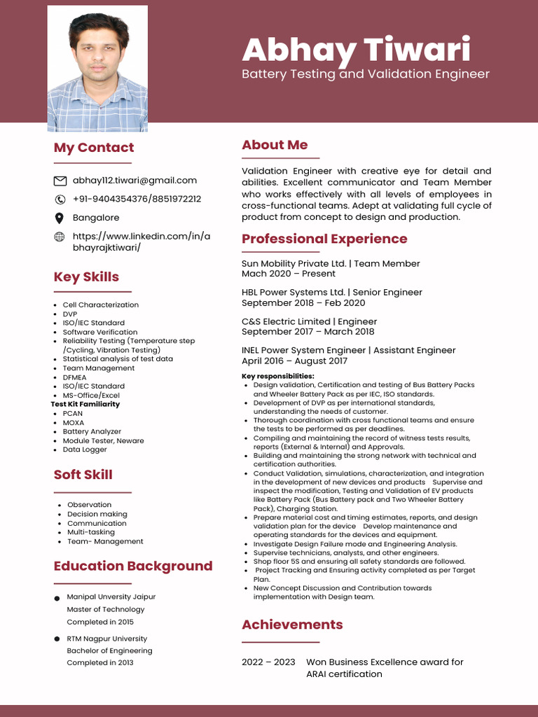 Abhay Tiwari CV PDF | PDF | Engineer | Reliability Engineering