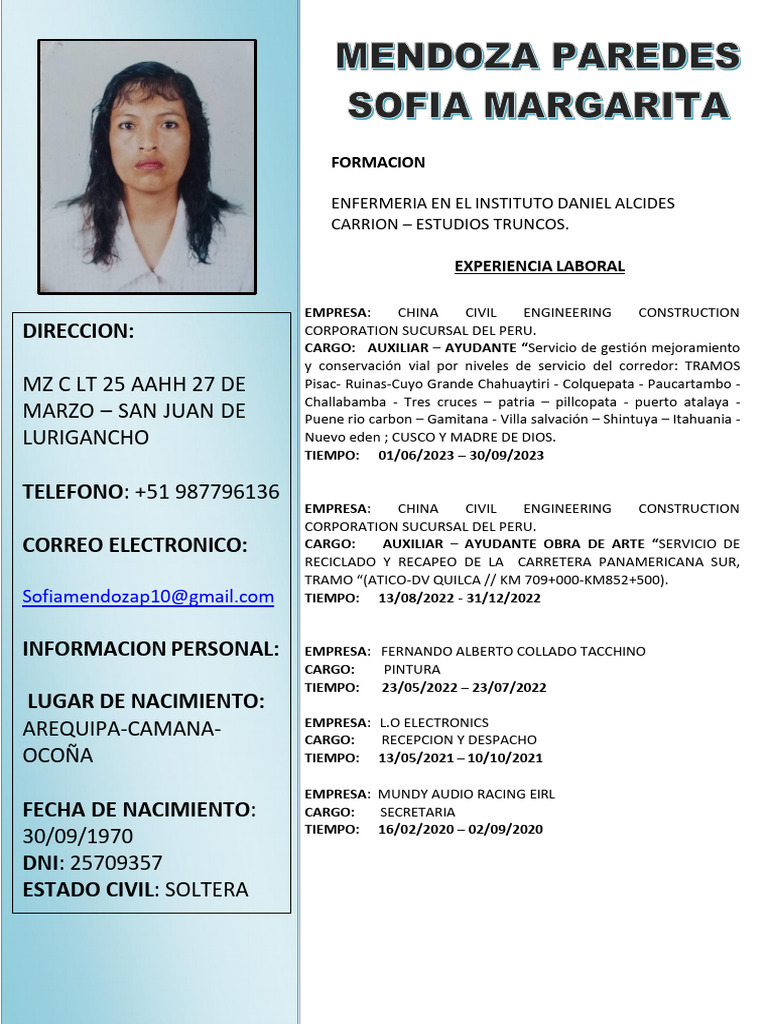 Mendoza Sofia CV | PDF