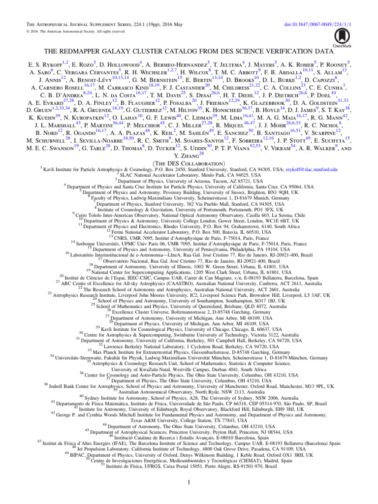 Rykoff 2016 | PDF | Redshift | Galaxy