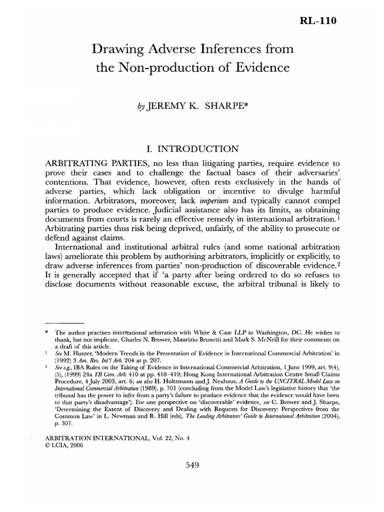 RL 0110 | PDF | Burden Of Proof (Law) | Arbitration