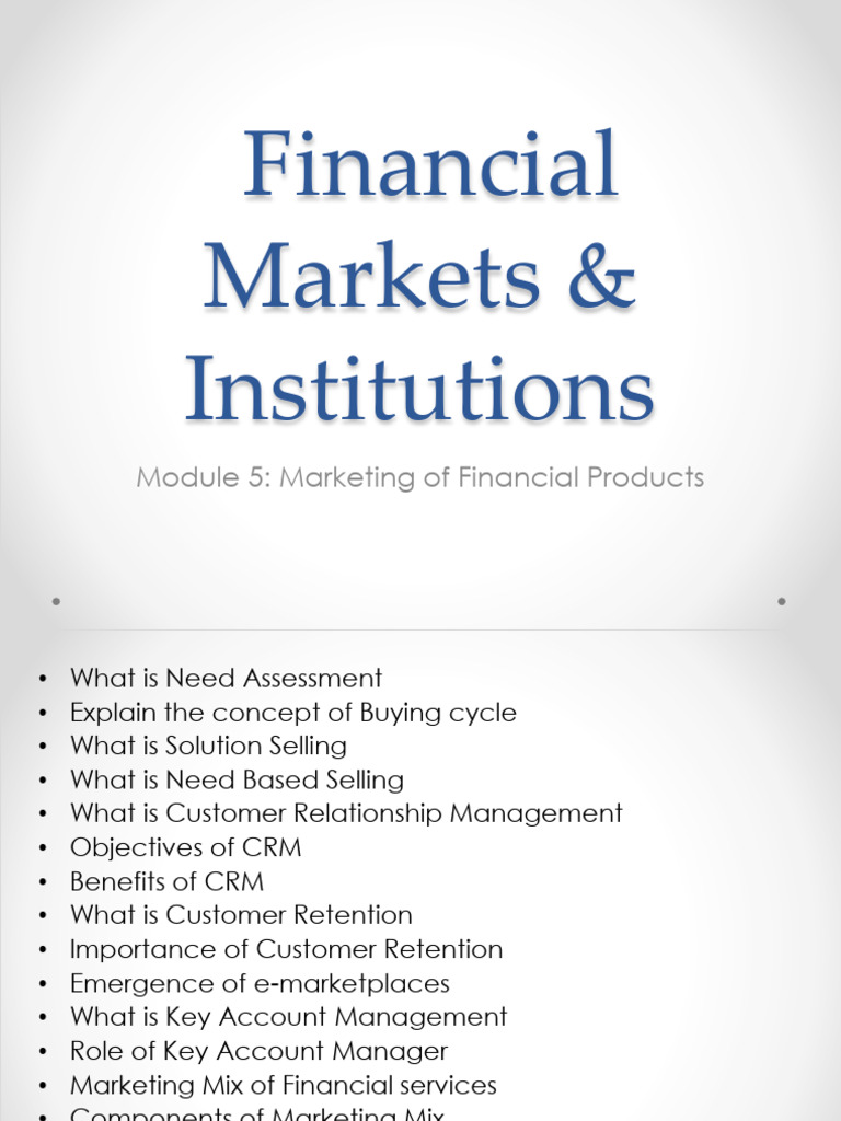 FMI - Module 5 - Marketing of Financial Products - Student | PDF ...