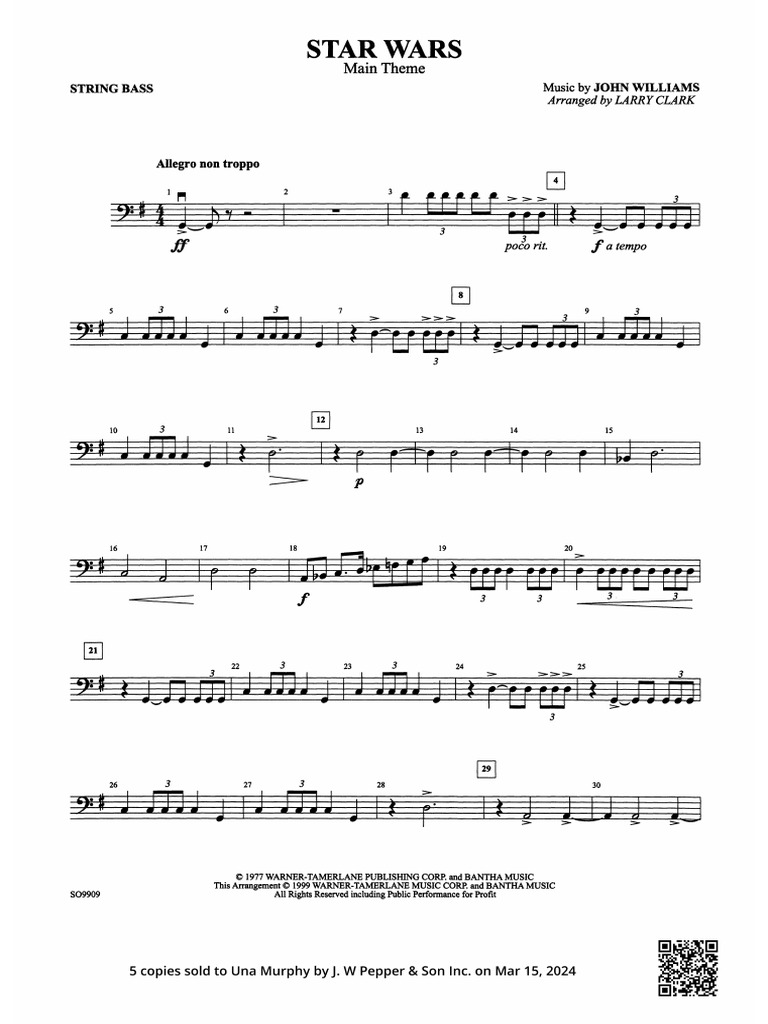 Star Wars Main Theme String Bass | PDF