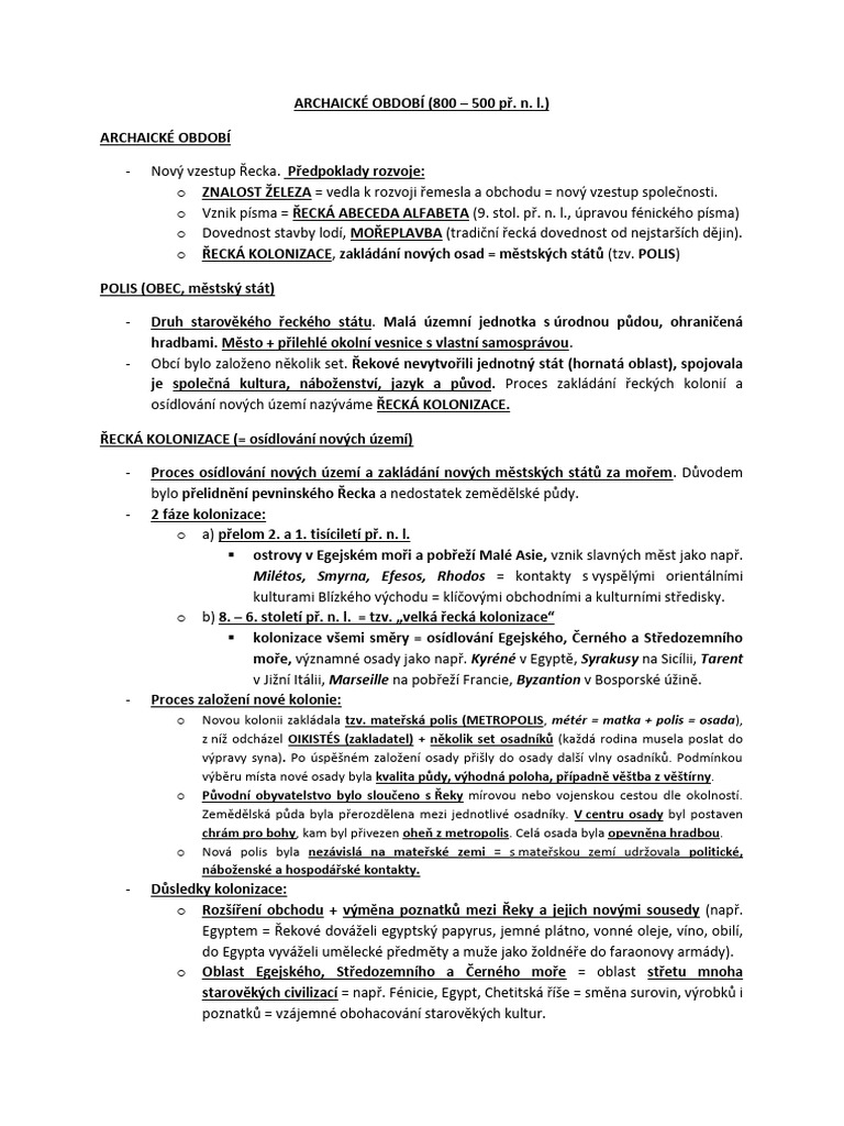 Archaicke Obdobi Recka (2021 - 2022) | PDF