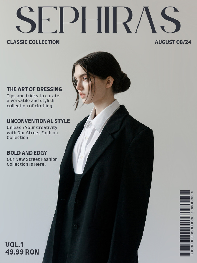 Black and White Aesthetic Minimalism Fashion Magazine Cover | PDF