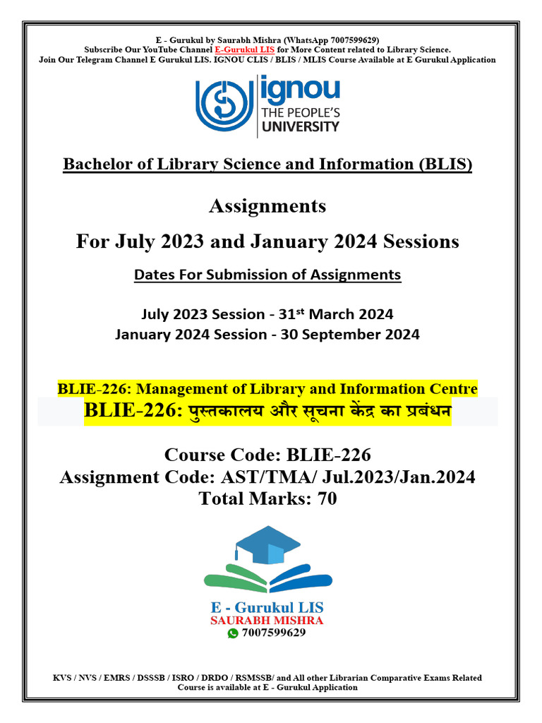 BLIE 226 HM 23-24 @assignment - Solved - IGNOU | PDF BLIE 226 HM 23-24 @assignment - Solved - IGNOU | PDF