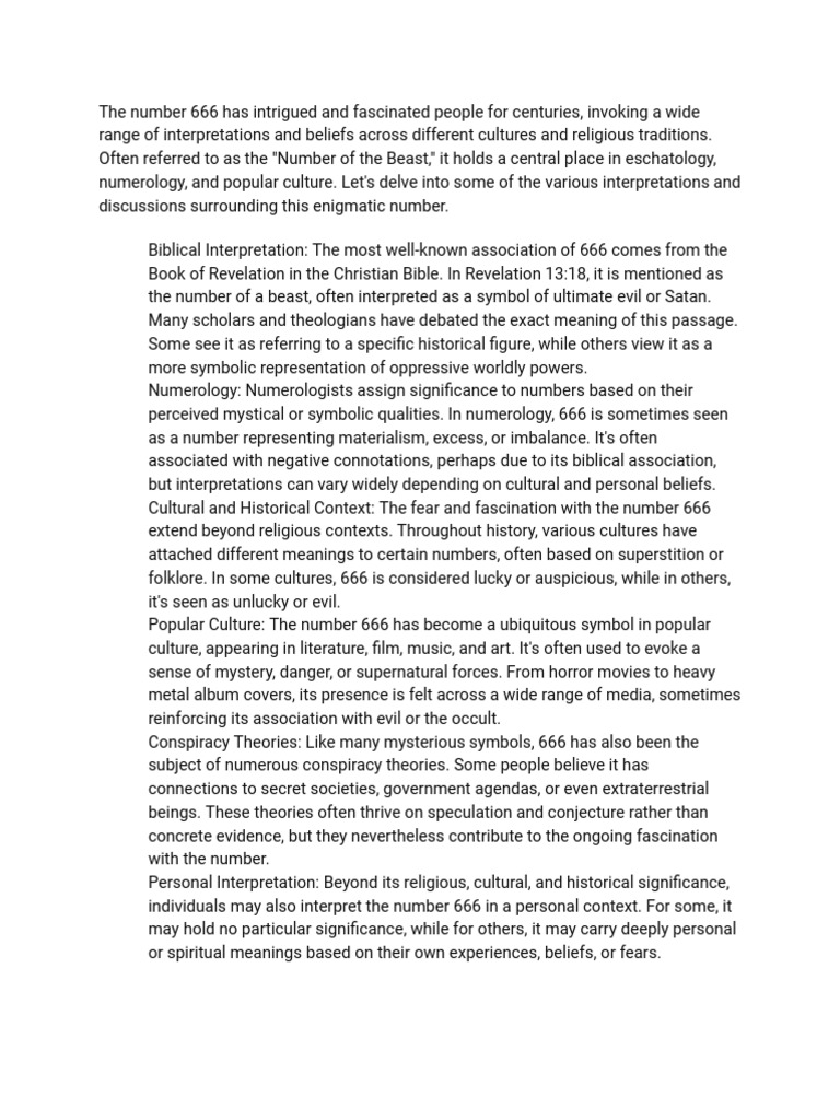 666 | PDF | Number Of The Beast | Book Of Revelation