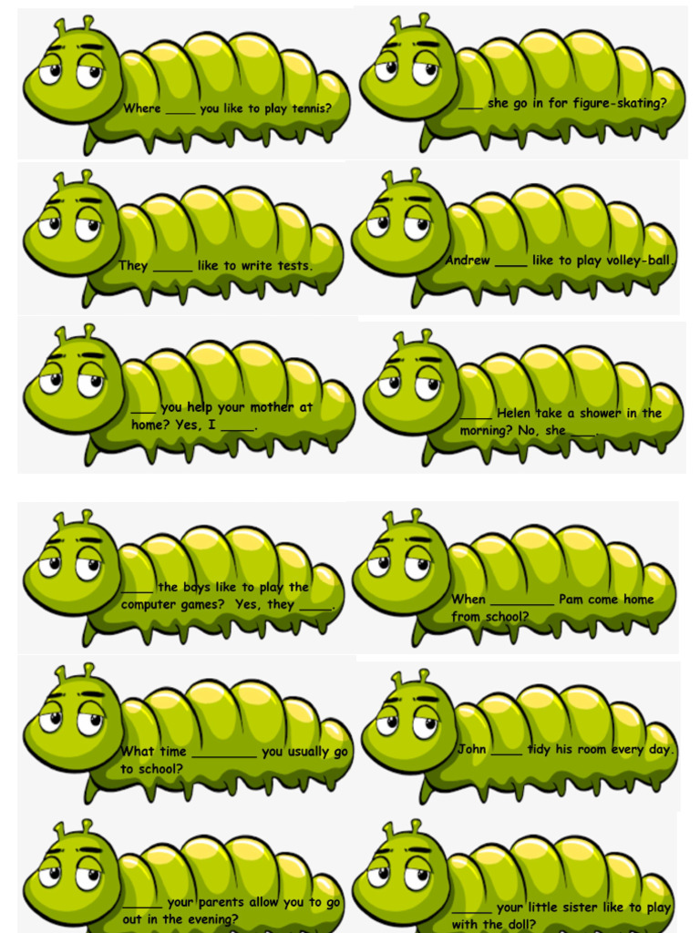 caterpillar game with do/does | PDF