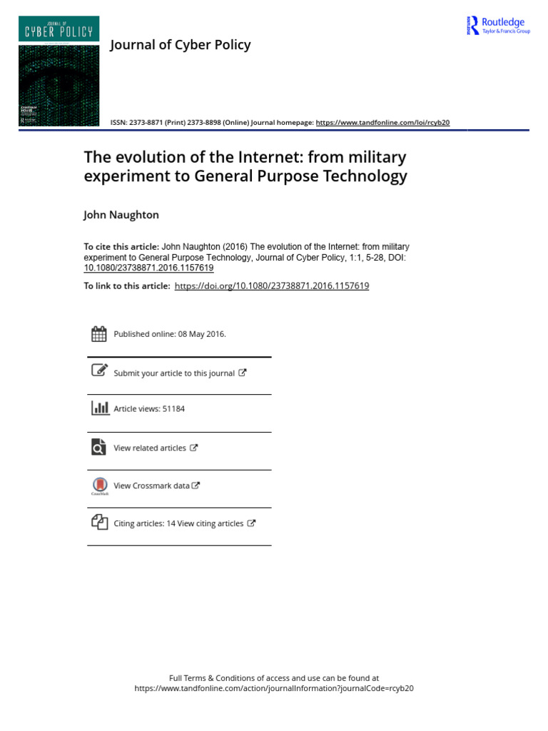 The Evolution of The Internet From Military Experiment To General ...