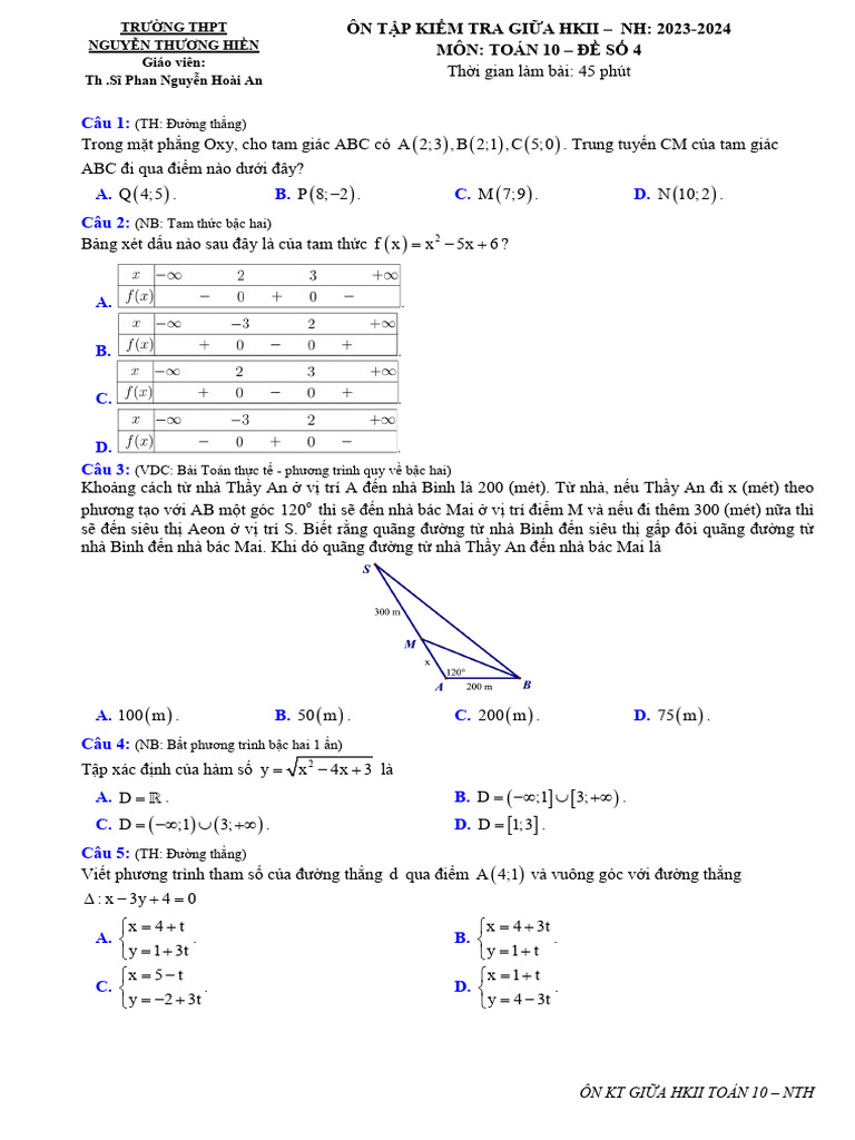 ON TẬP KT GIỮA HK2 ĐỀ SỐ 4 | PDF