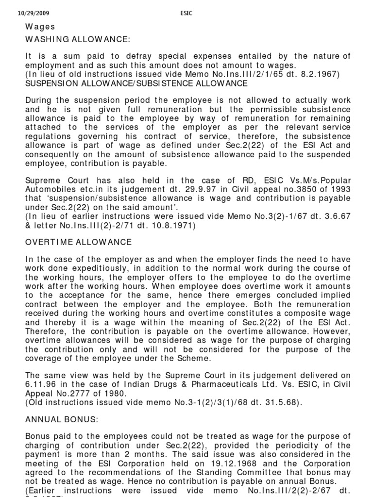 ESIC | PDF | Wage | Employment
