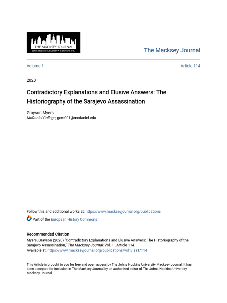 The Historiography of The Sarajevo Assassination | PDF | Serbia