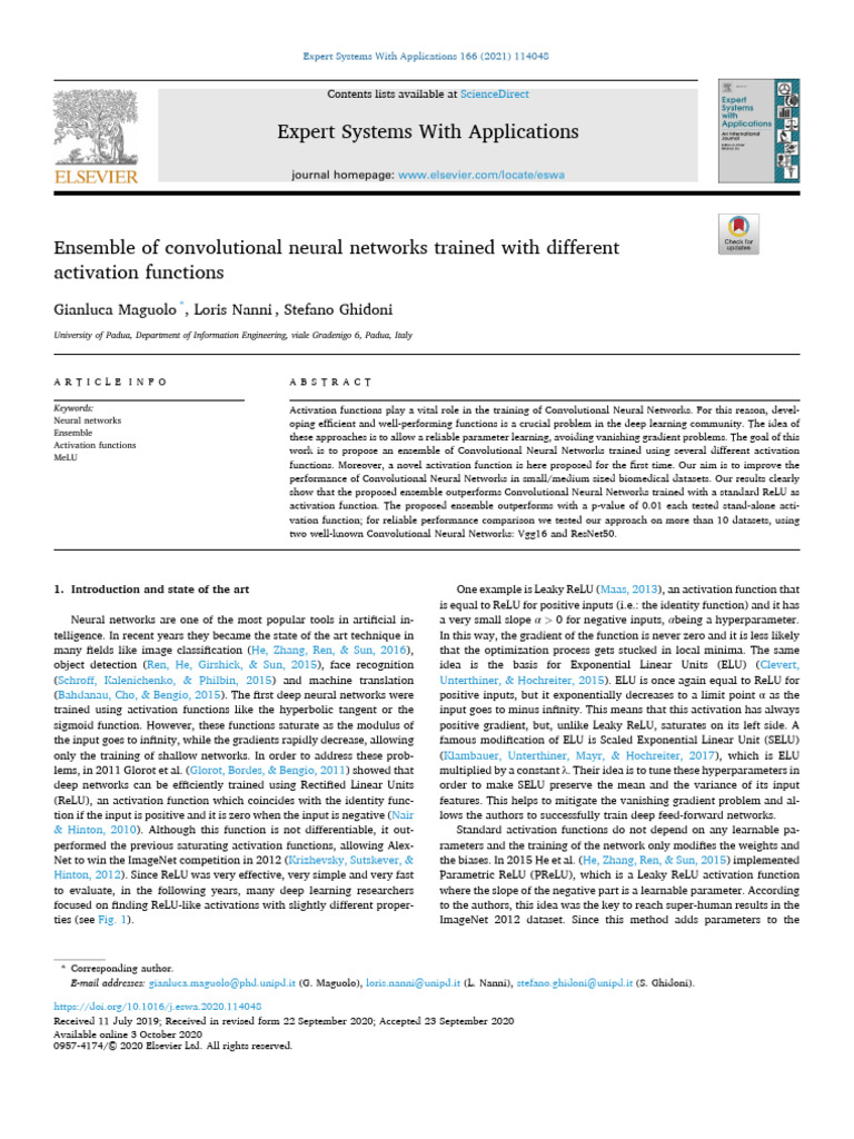 Gianluca Maguolo Et Al - 2021 - Ensemble of Convolutional Neural Networks Trained With Different ...