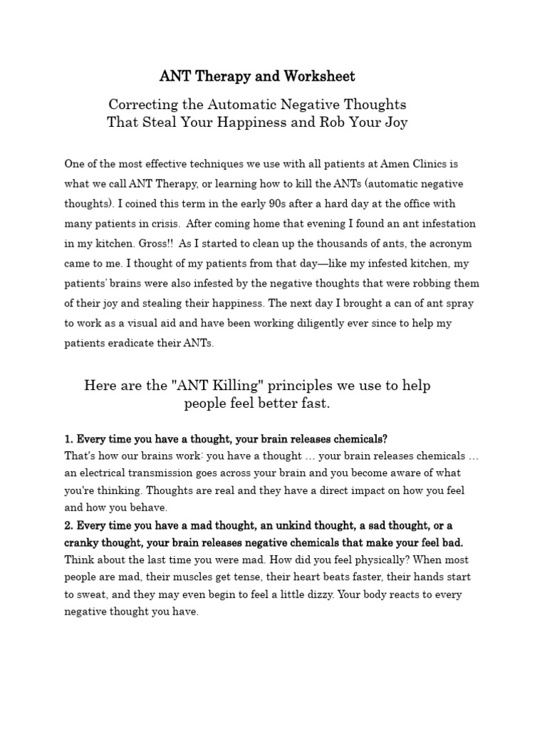 ANT Therapy & CBT | PDF | Thought | Feeling