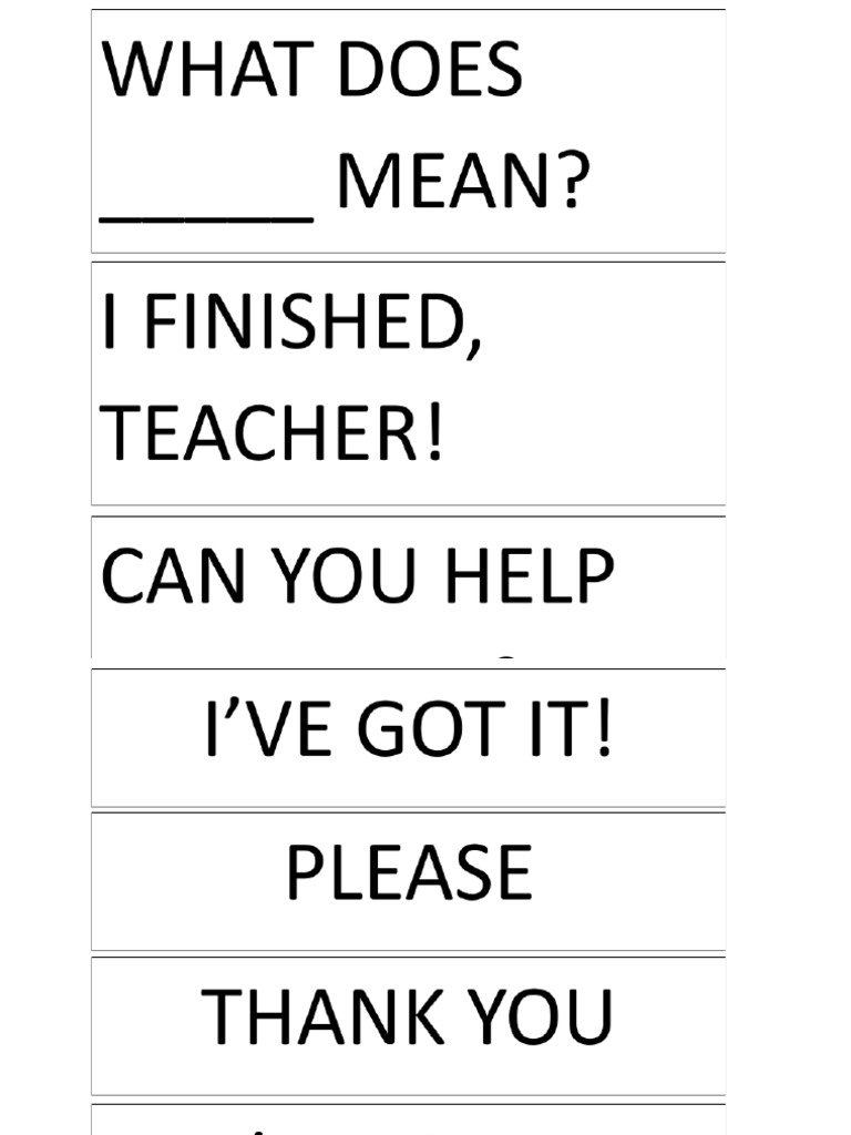 Common English Phrases For The Classroom Pdf