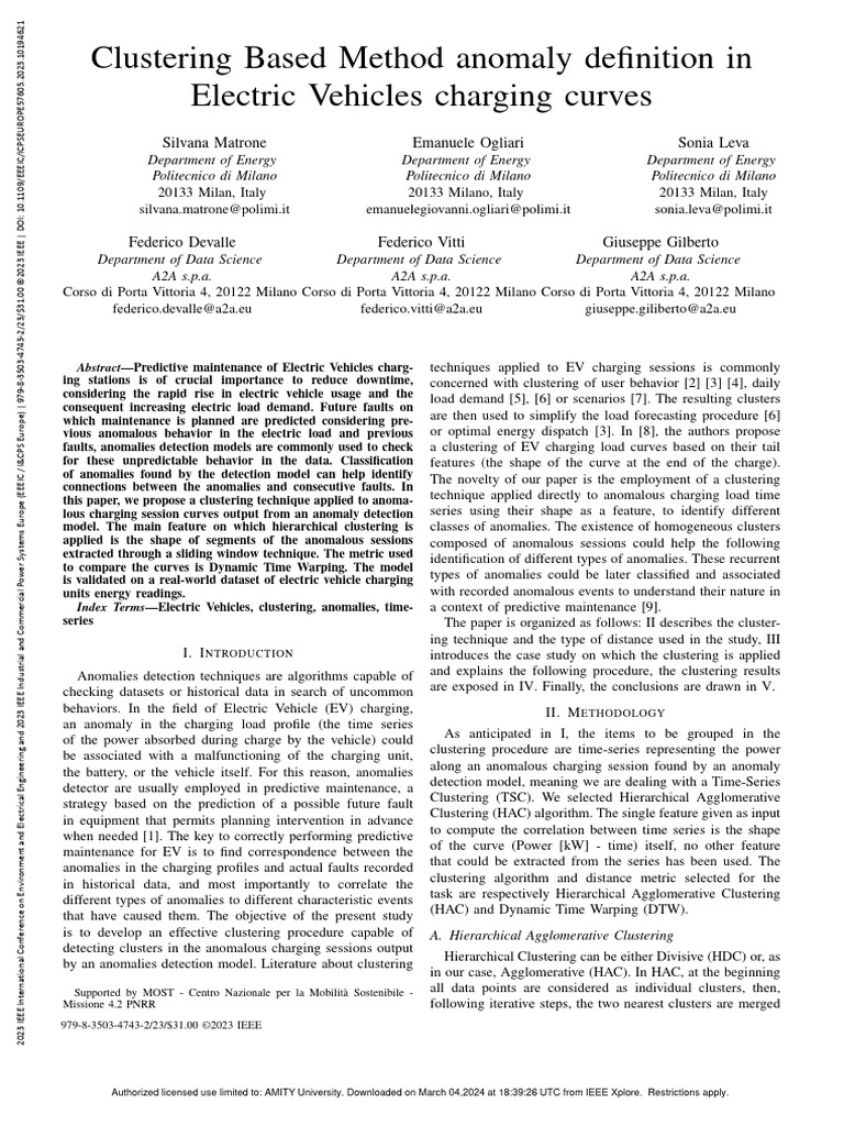 Clustering Based Method Anomaly Definition in EV Charging Curves | PDF | Cluster Analysis | Time ...