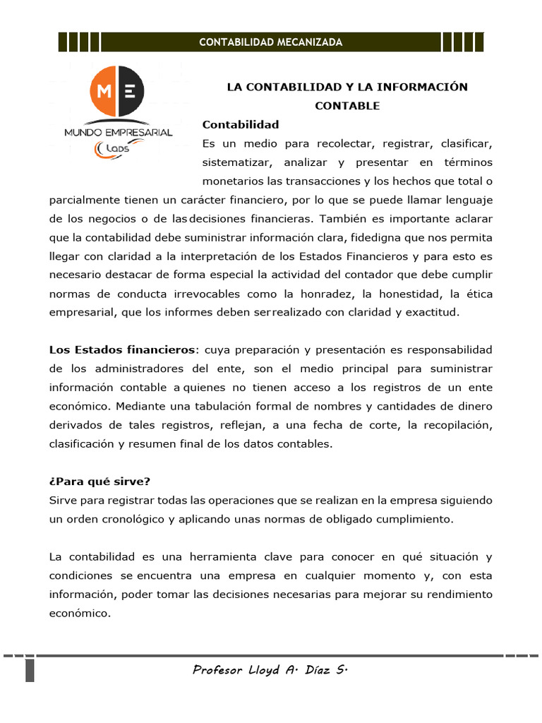 M1-L3-La-Informacion-Contable | PDF | Contabilidad | Estado financiero