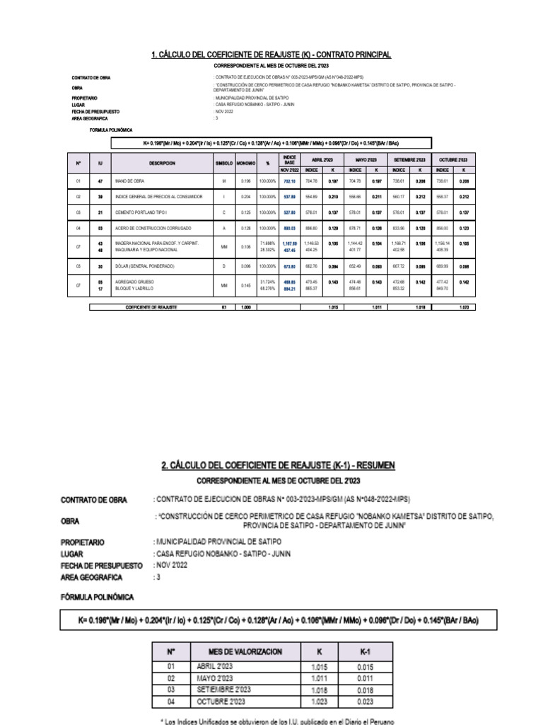 Calculo de Reajuste CERCO | PDF | Protección del medio ambiente Calculo de Reajuste CERCO | PDF | Protección del medio ambiente