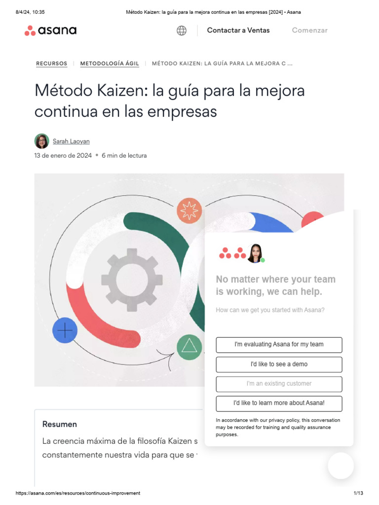 Método Kaizen_ la guía para la mejora continua en las empresas [2024] • Asana | PDF | Six Sigma ...