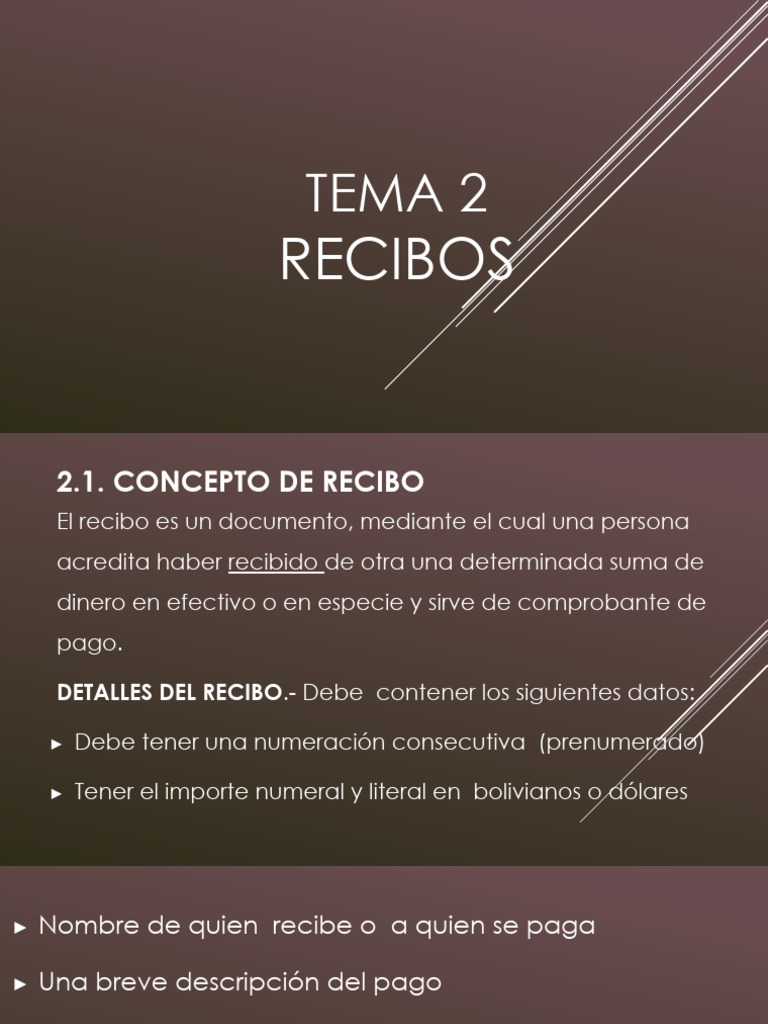 Tema 2.-RECIBOS | PDF | Dinero | Business