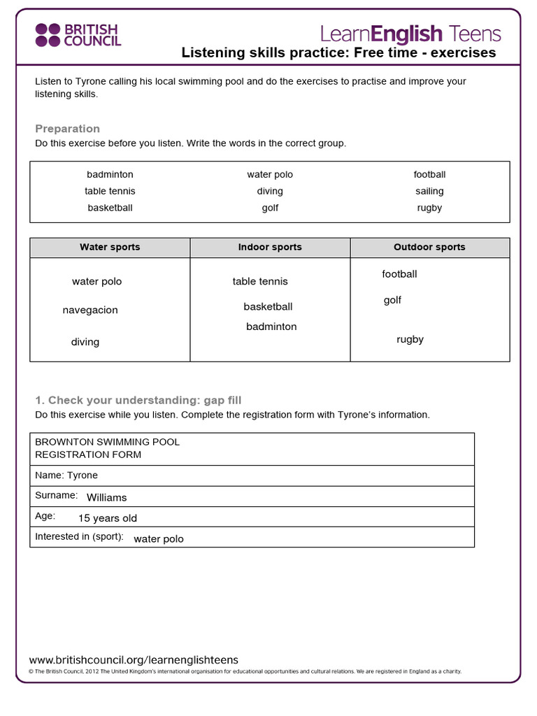 Listen Exercises Unit2 | PDF