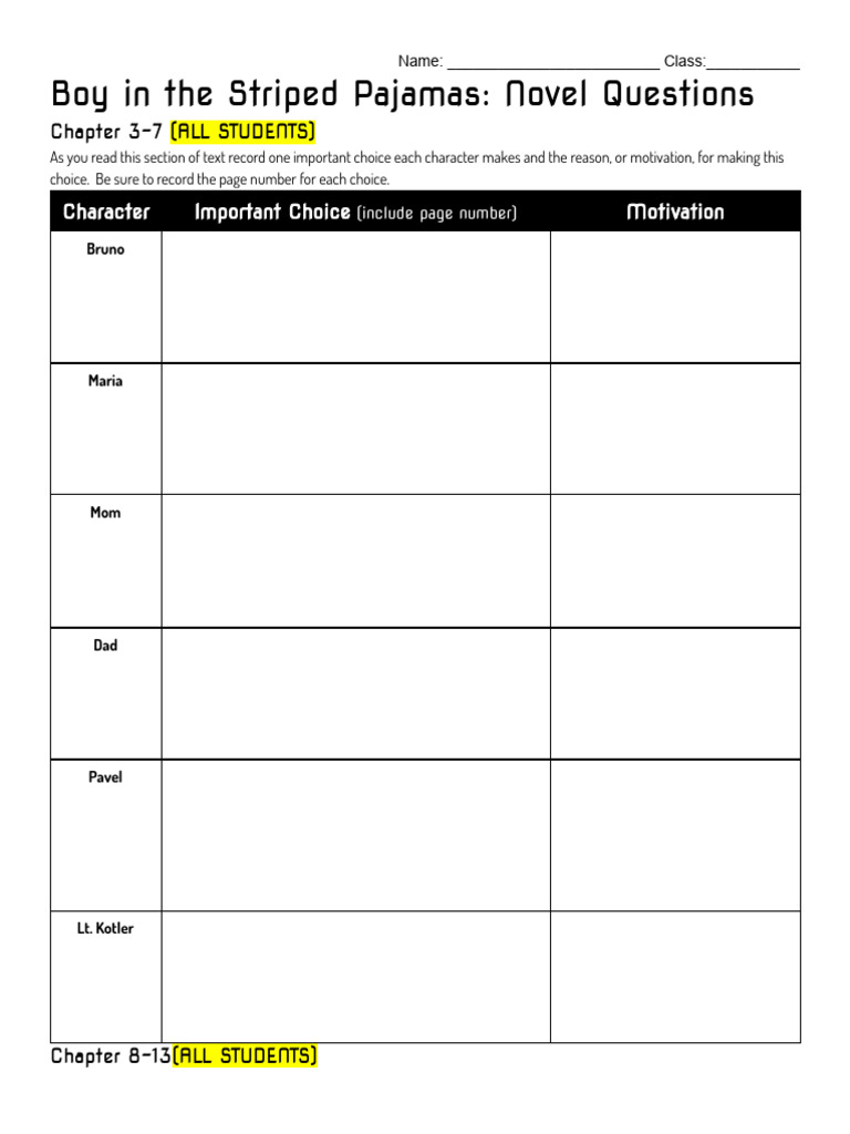 (Formative 2B) Novel Questions (All Chapters, All Students) (CW) | PDF